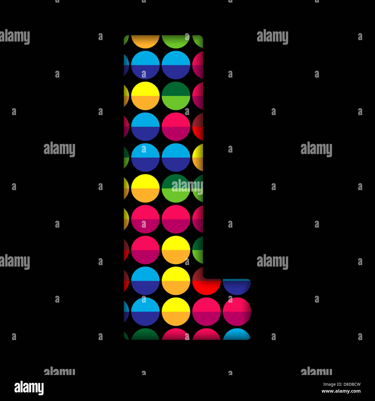 Vector - Alphabet Dots Color on Black Background Stock Photo - Alamy