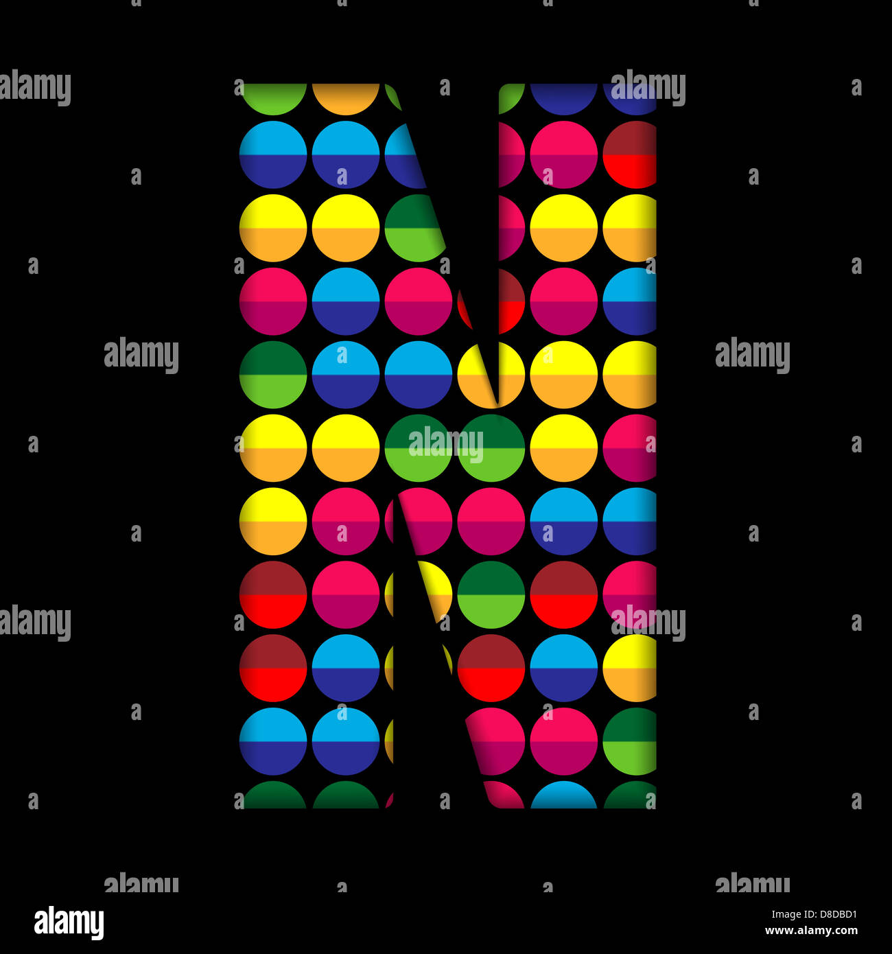 Vector - Alphabet Dots Color on Black Background Stock Photo - Alamy