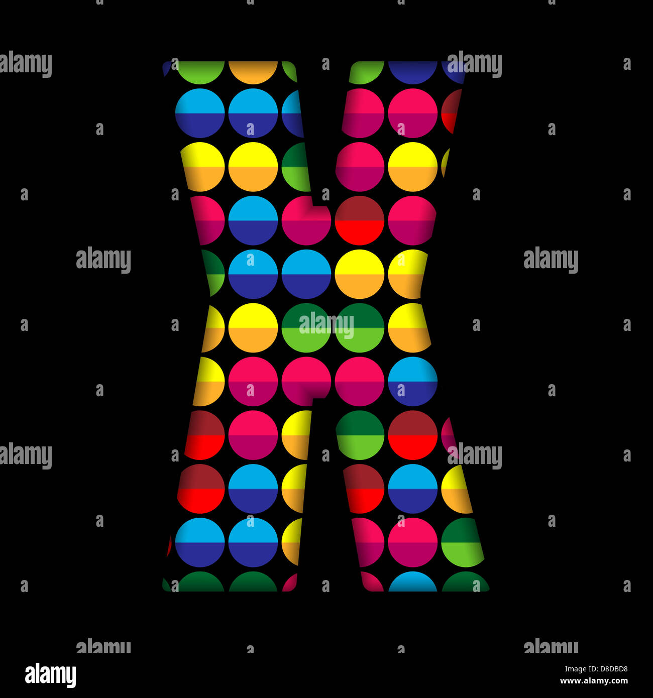 Vector - Alphabet Dots Color on Black Background Stock Photo - Alamy