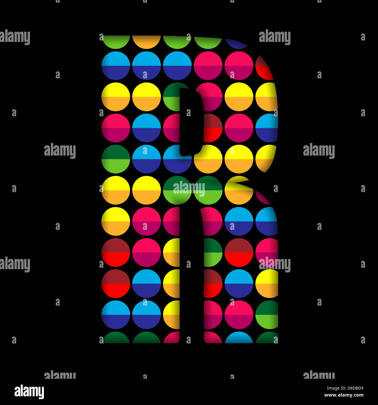 Vector - Alphabet Dots Color on Black Background Stock Photo - Alamy