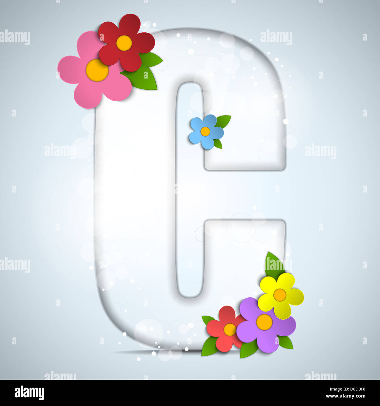 Alphabet Glass Spring with Flowers Vector Stock Photo - Alamy