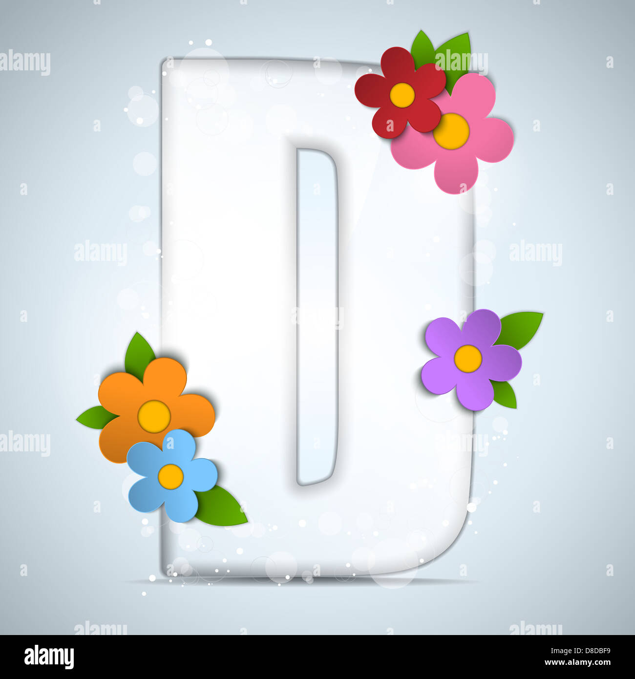 Alphabet Glass Spring with Flowers Vector Stock Photo - Alamy