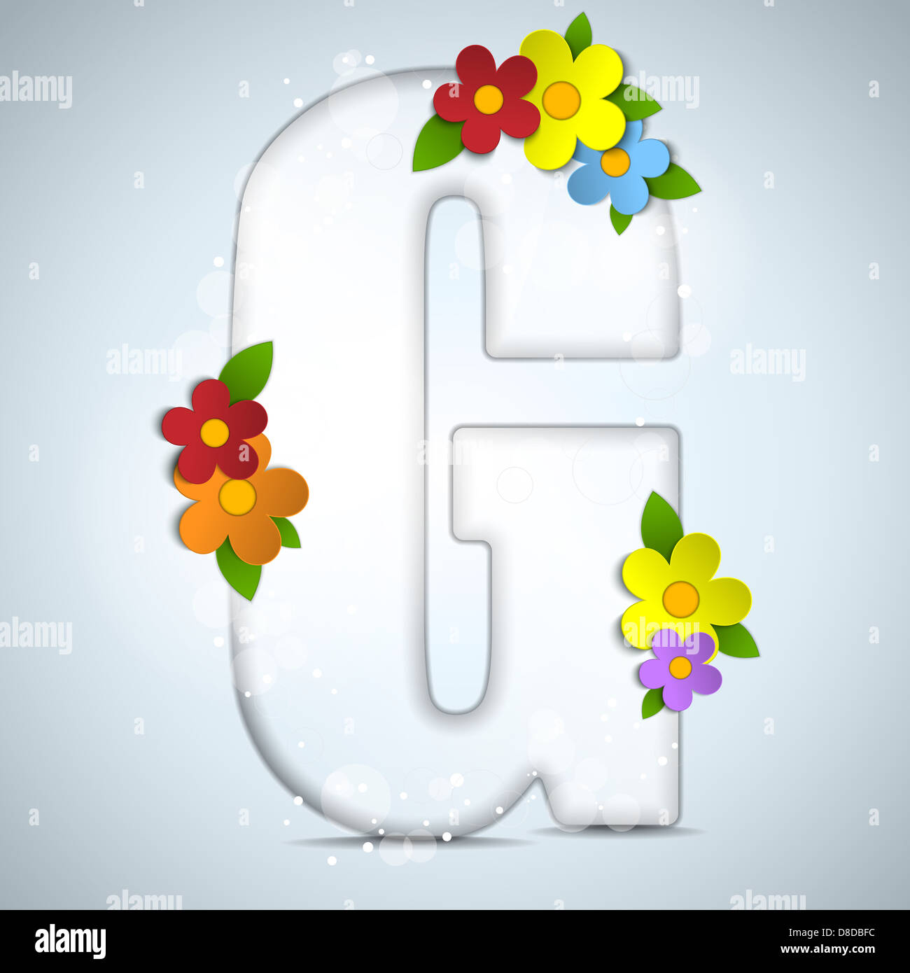 Alphabet Glass Spring with Flowers Vector Stock Photo - Alamy