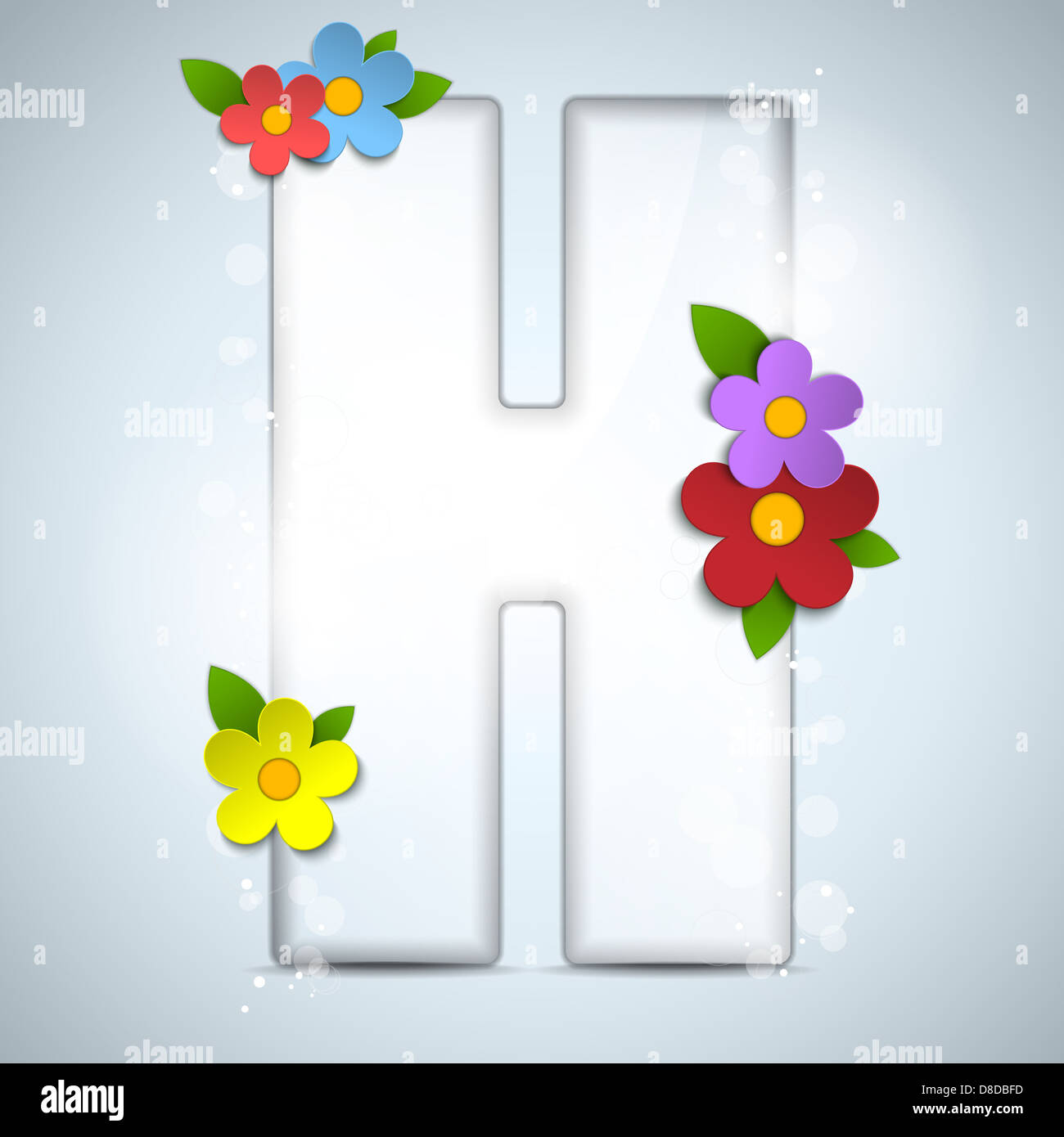 Alphabet Glass Spring with Flowers Vector Stock Photo - Alamy