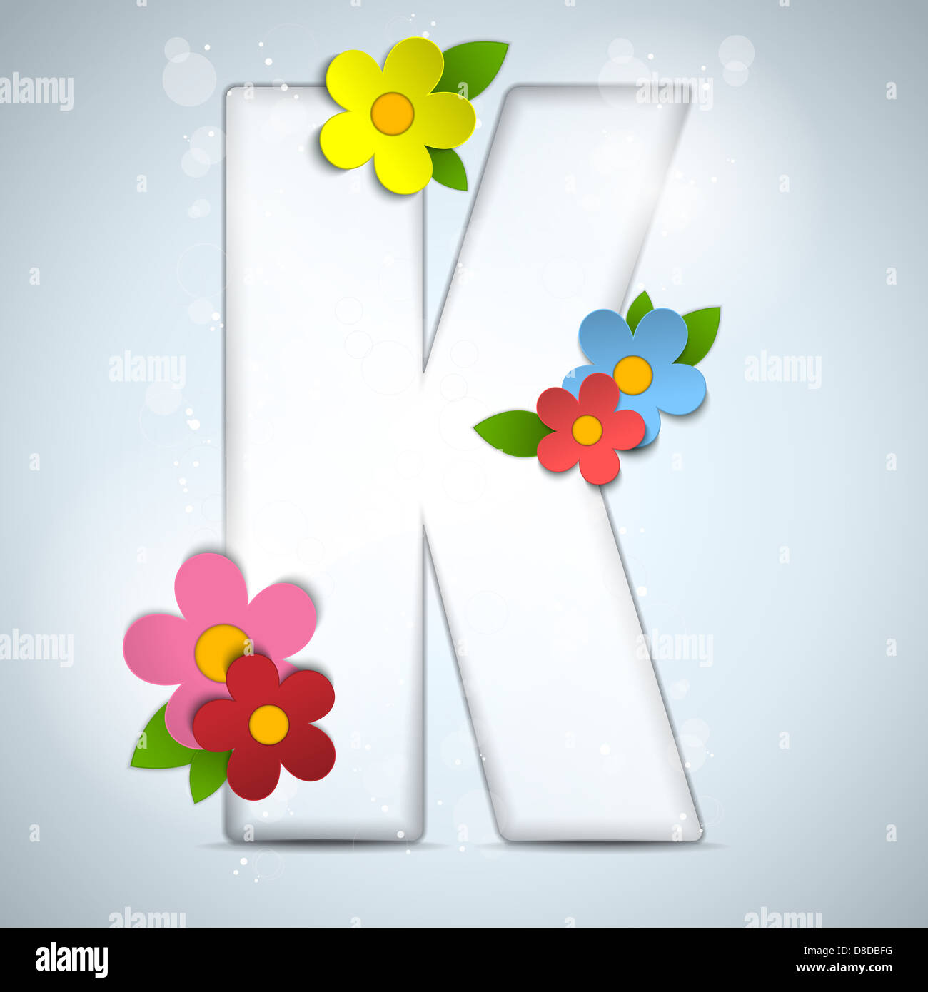 Alphabet Glass Spring with Flowers Vector Stock Photo - Alamy