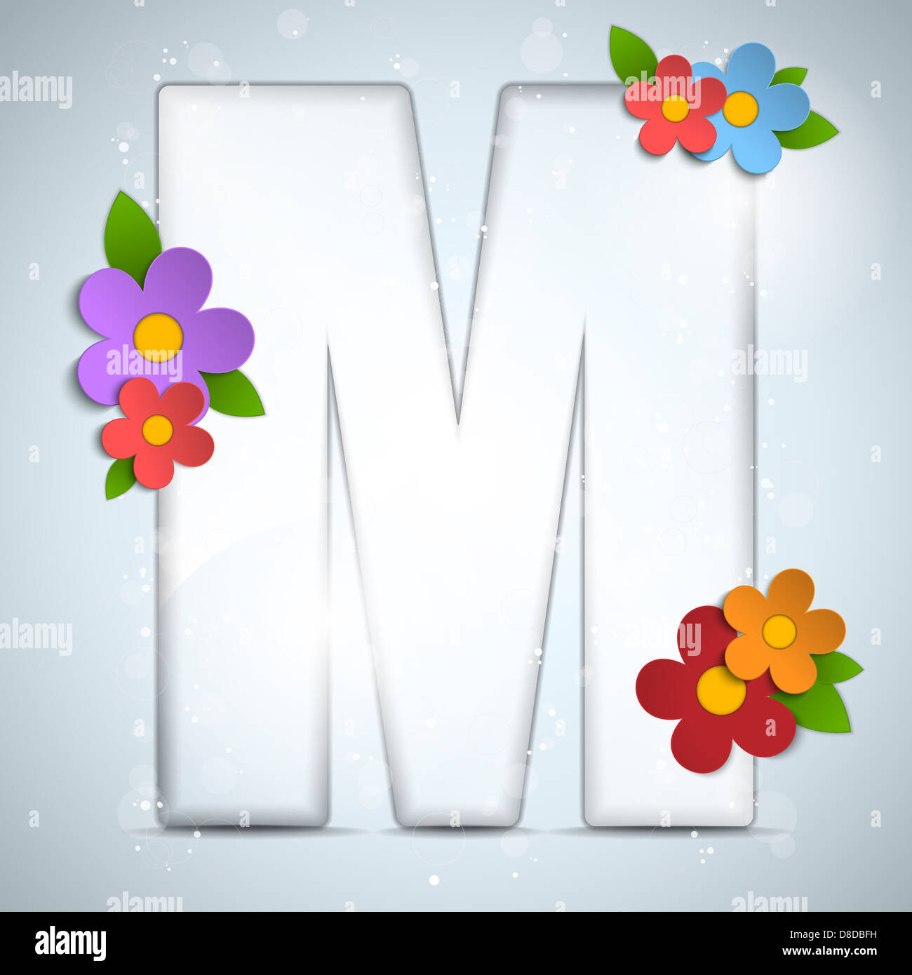 Alphabet Glass Spring with Flowers Vector Stock Photo - Alamy