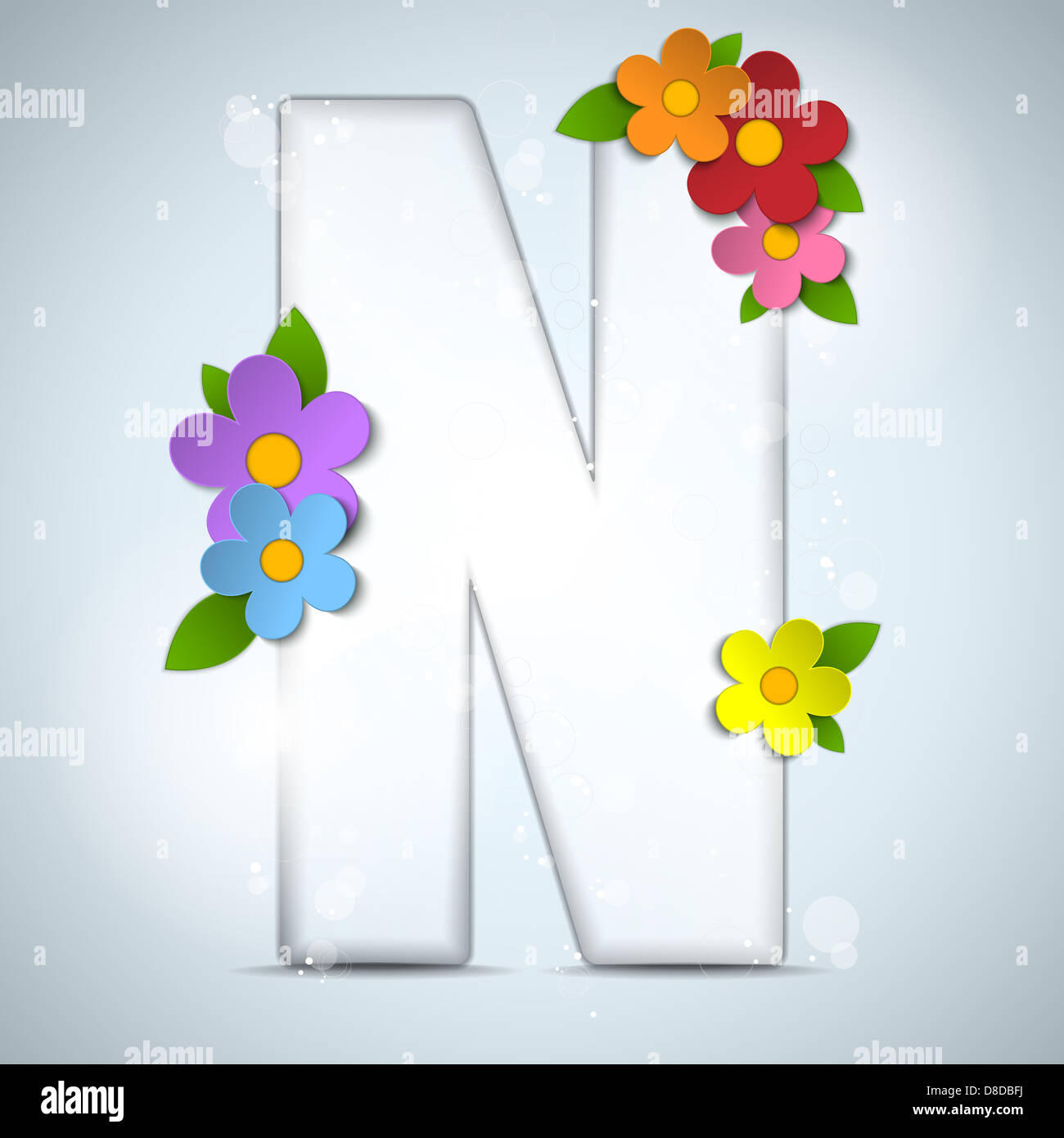 Alphabet Glass Spring with Flowers Vector Stock Photo - Alamy