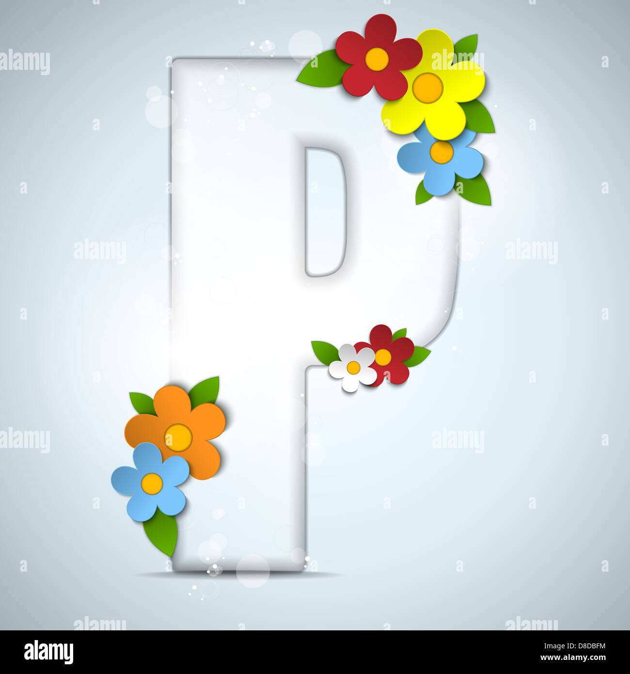 Alphabet Glass Spring with Flowers Vector Stock Photo - Alamy