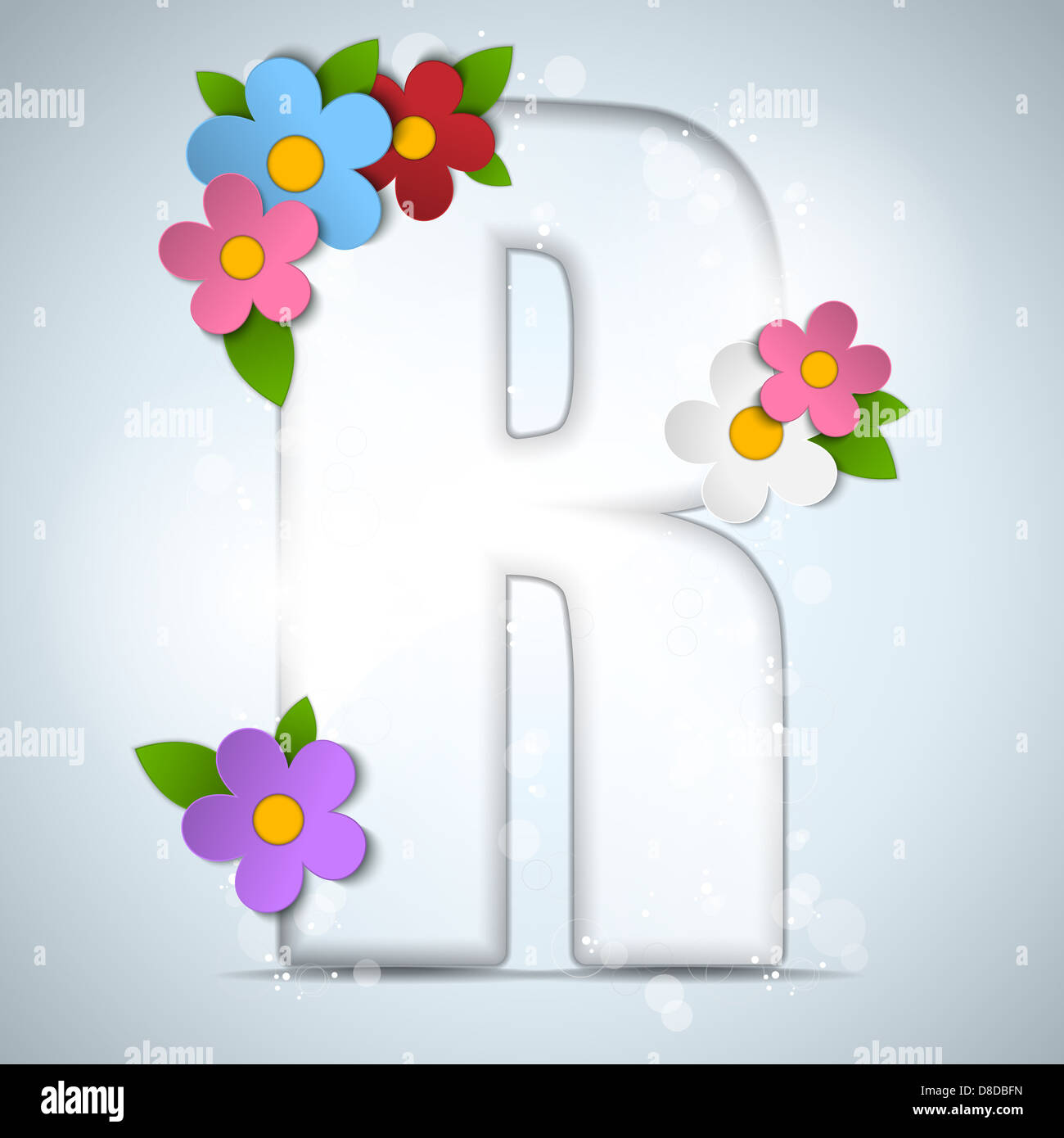 Alphabet Glass Spring with Flowers Vector Stock Photo - Alamy