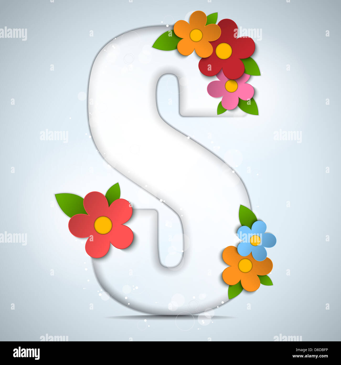 Alphabet Glass Spring with Flowers Vector Stock Photo - Alamy