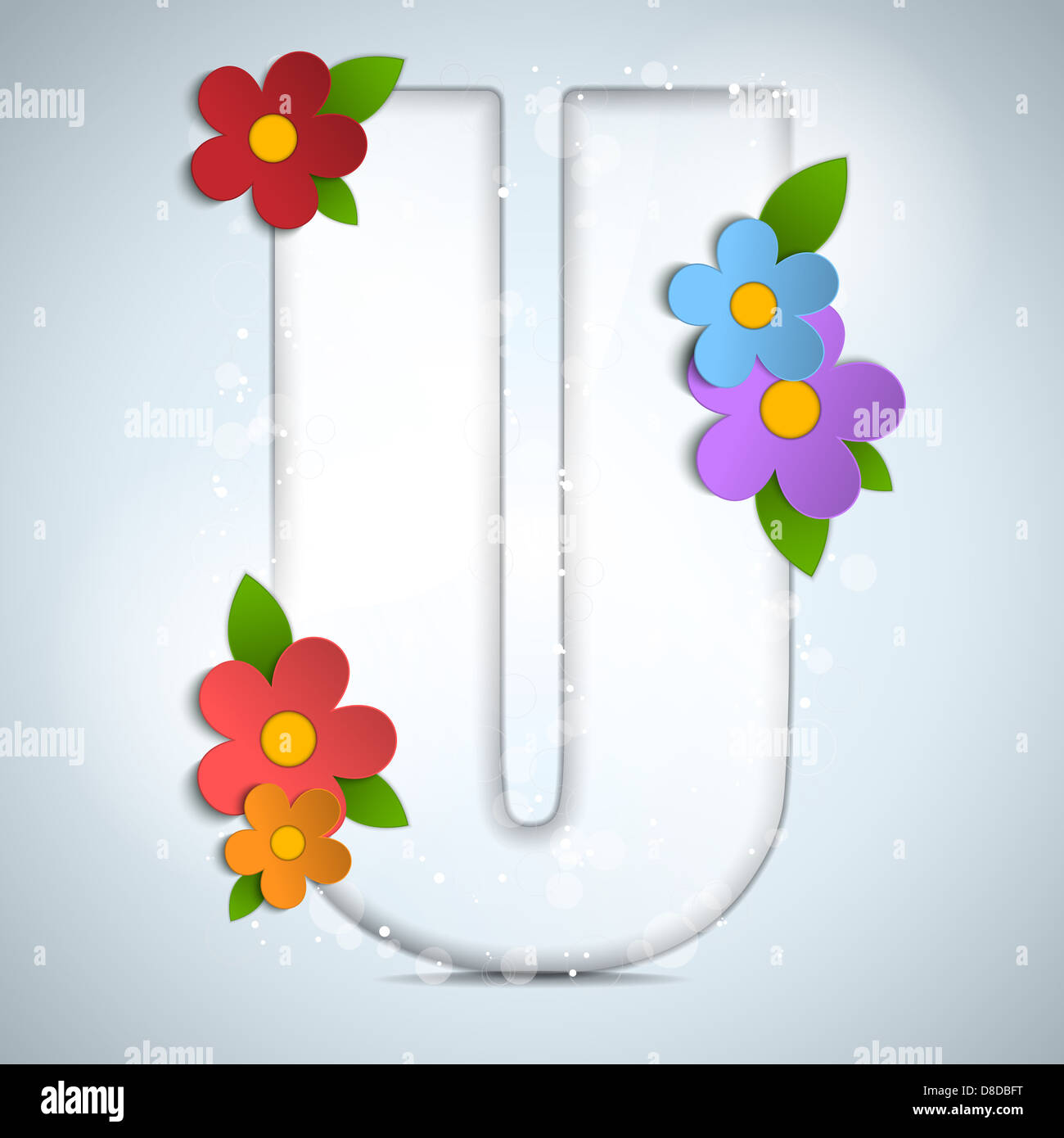 Alphabet Glass Spring with Flowers Vector Stock Photo - Alamy