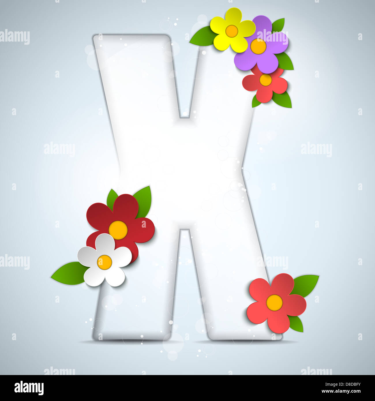 Alphabet Glass Spring with Flowers Vector Stock Photo - Alamy