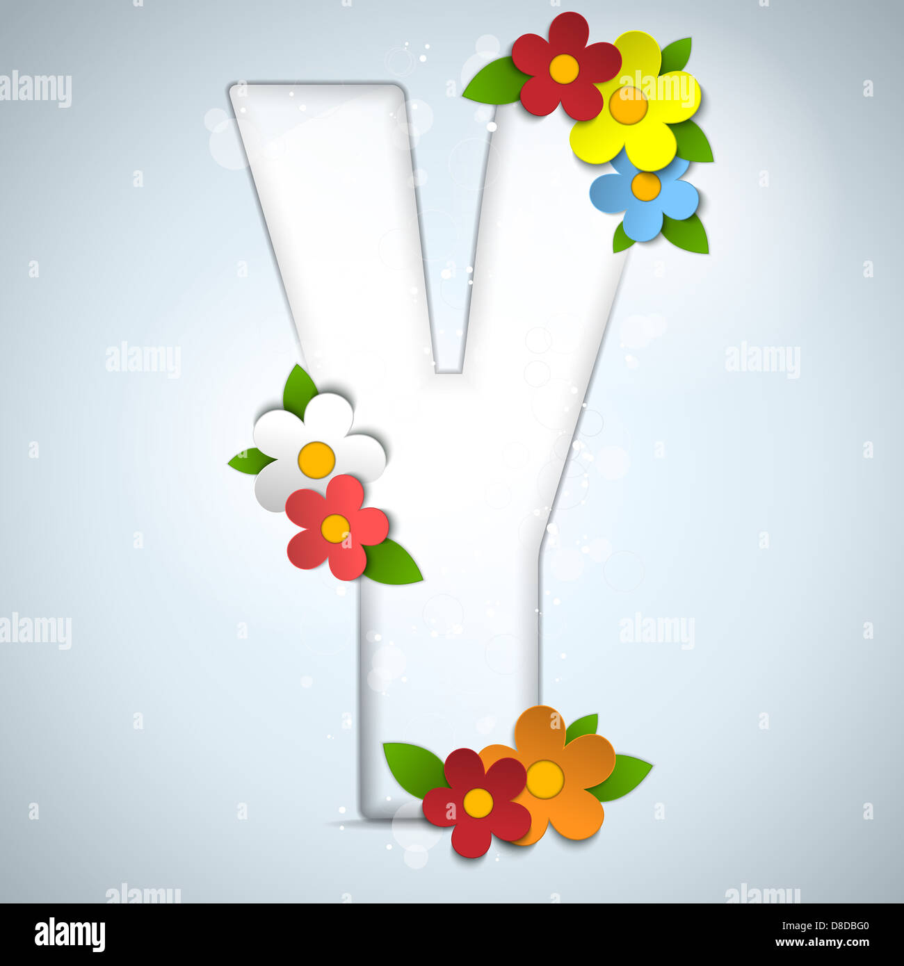 Alphabet Glass Spring with Flowers Vector Stock Photo - Alamy