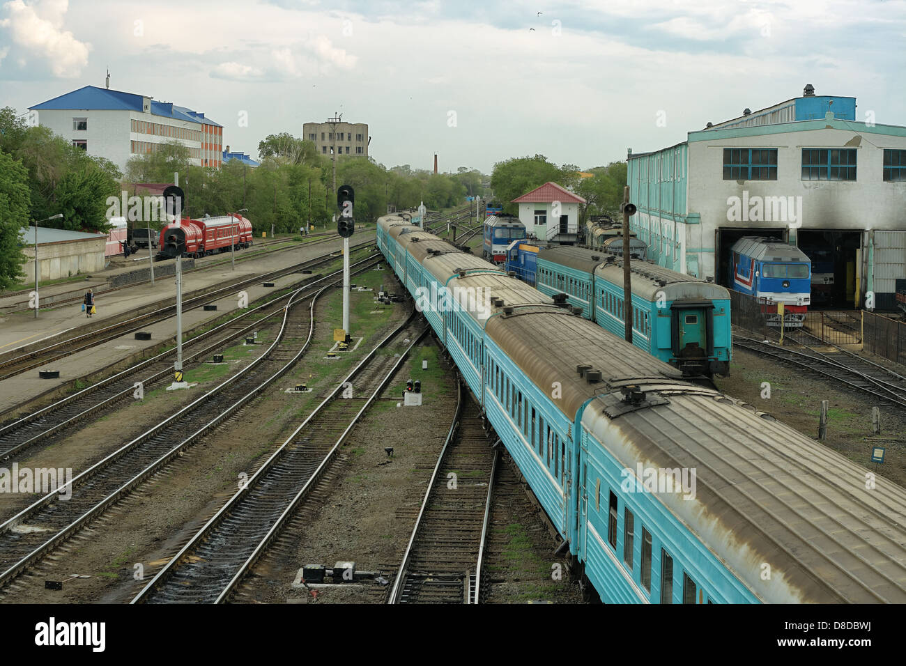 Kazakhstan, Aktobe, railway, station, train, railroad, transportation ...