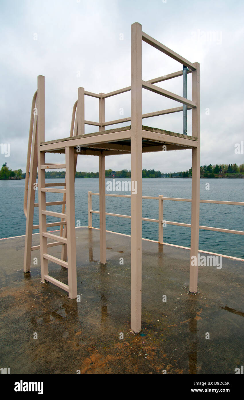 Old lifeguard station on the St. Lawrence River in Alexandria Bay, New ...