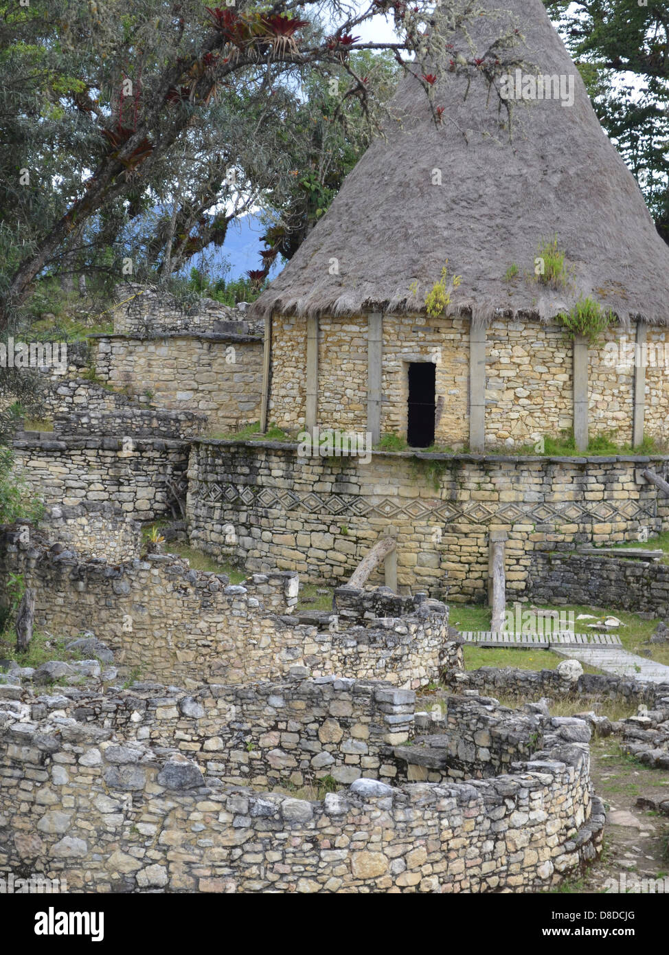 Traditional Chachapoyan style houses, reconstructed at the Kuelap ...