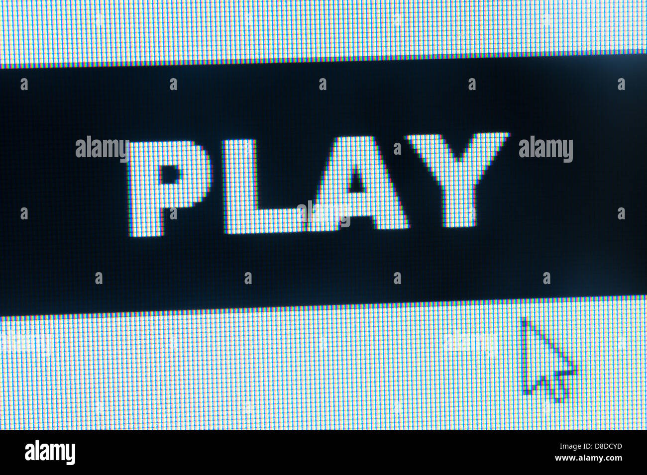Play word and cursor on computer monitor Stock Photo - Alamy
