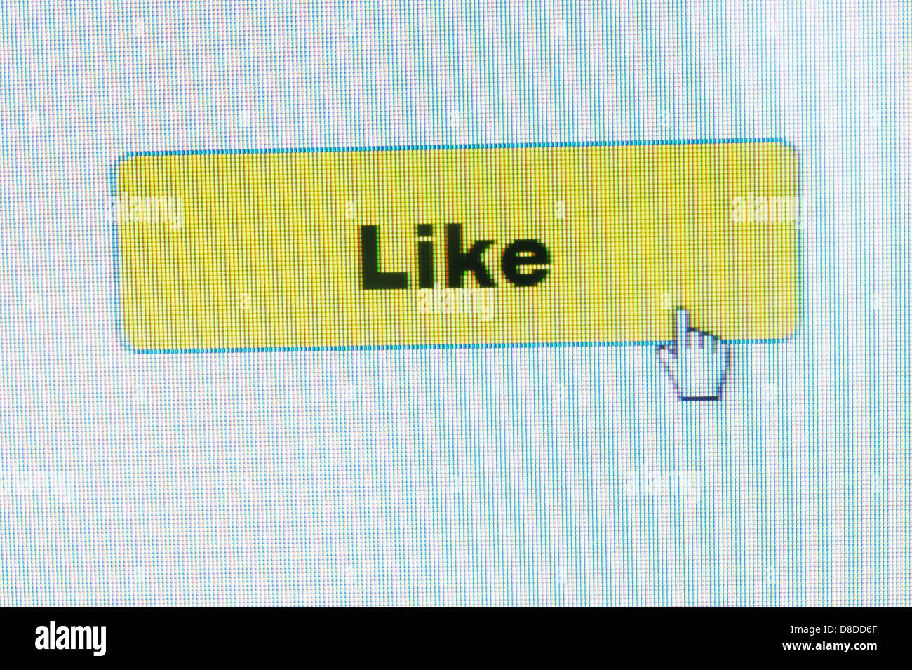 Like button and mouse cursor on computer screen Stock Photo - Alamy