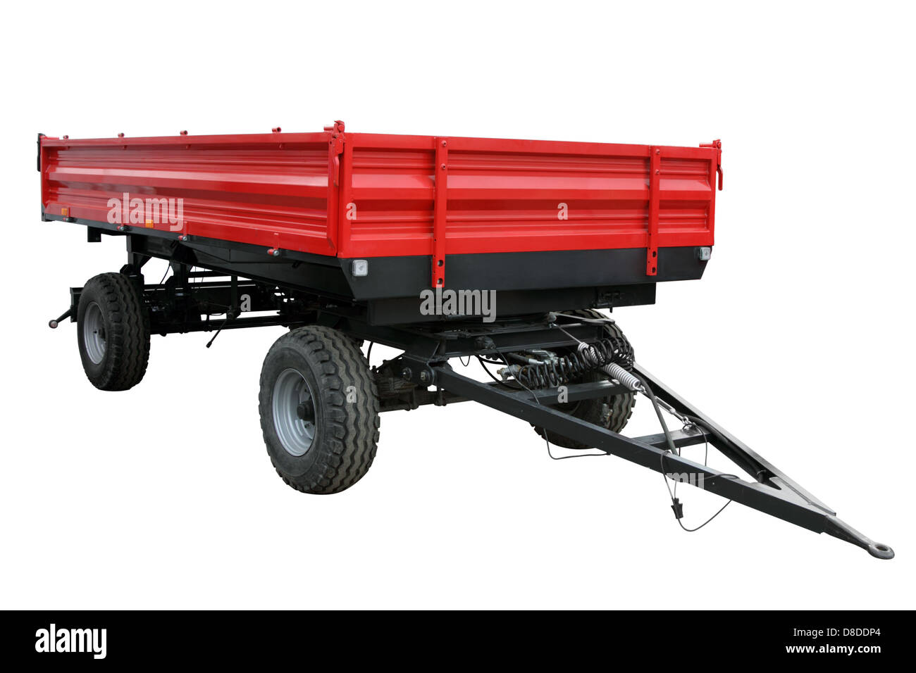 The red tractor cart isolated on a white background Stock Photo - Alamy