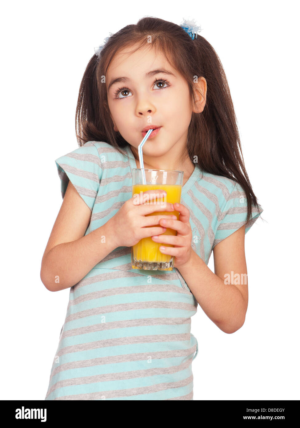 Girl drinking juice Stock Photo - Alamy