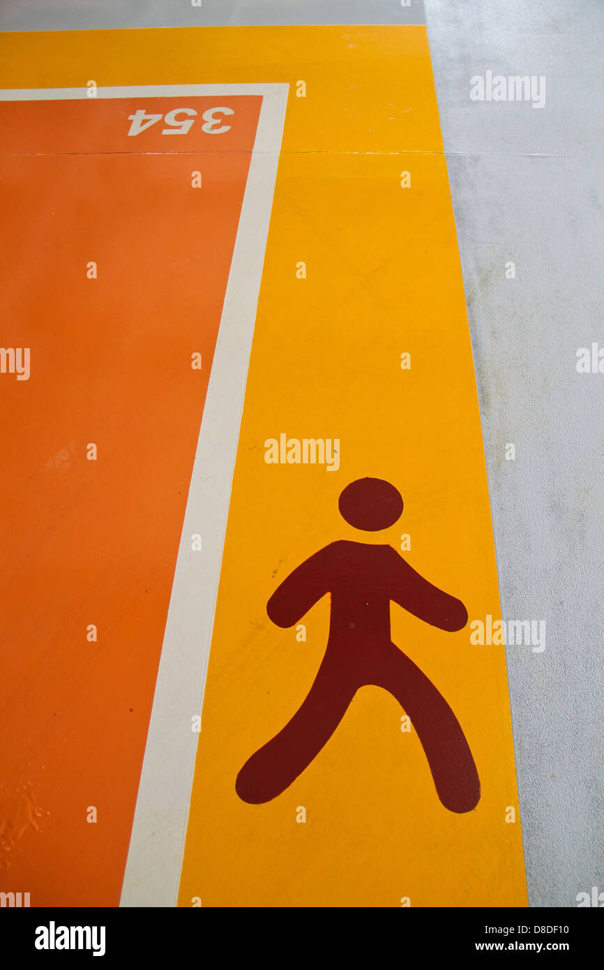 Pedestrian walkway at a parking lot Stock Photo - Alamy