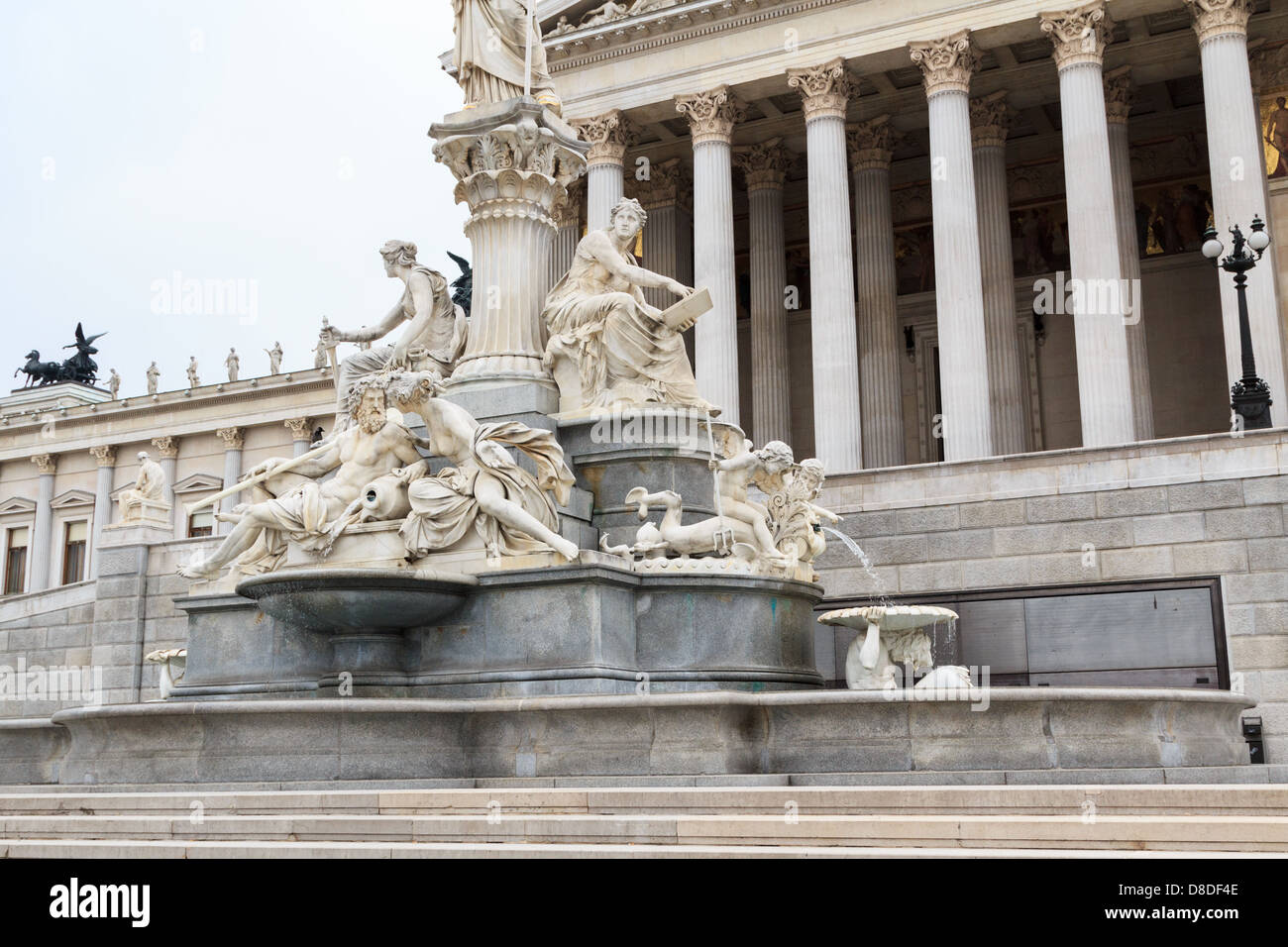 Fountain of Austrian Parliament in Vienna Stock Photo - Alamy