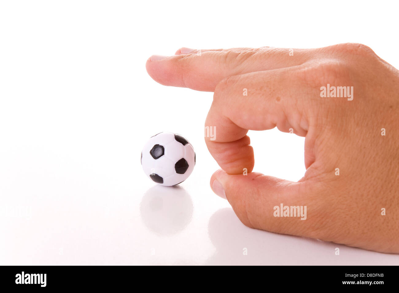 Man hand and soccer ball isolated on white background Stock Photo - Alamy