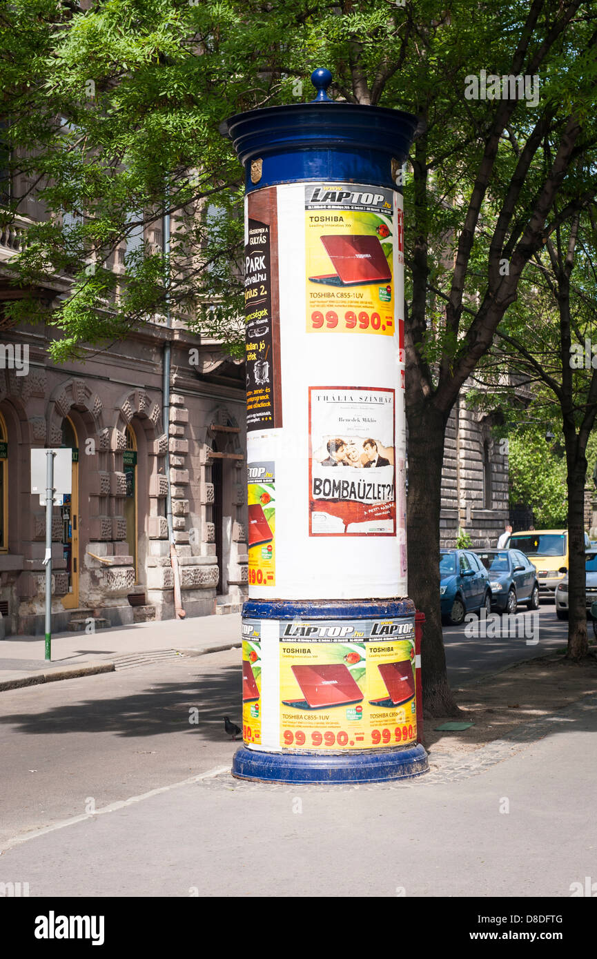 Hungary Budapest advertising pillar column adverts posters Thalia ...