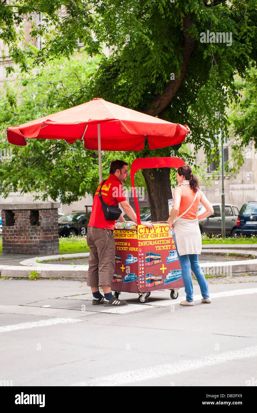 Hungary Budapest City typical red bus tour hop on hop off barrow ...