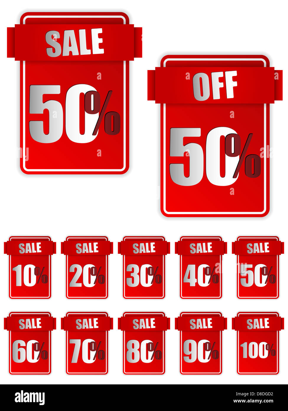 Vector - Set of Red Sale Stickers Stock Photo - Alamy