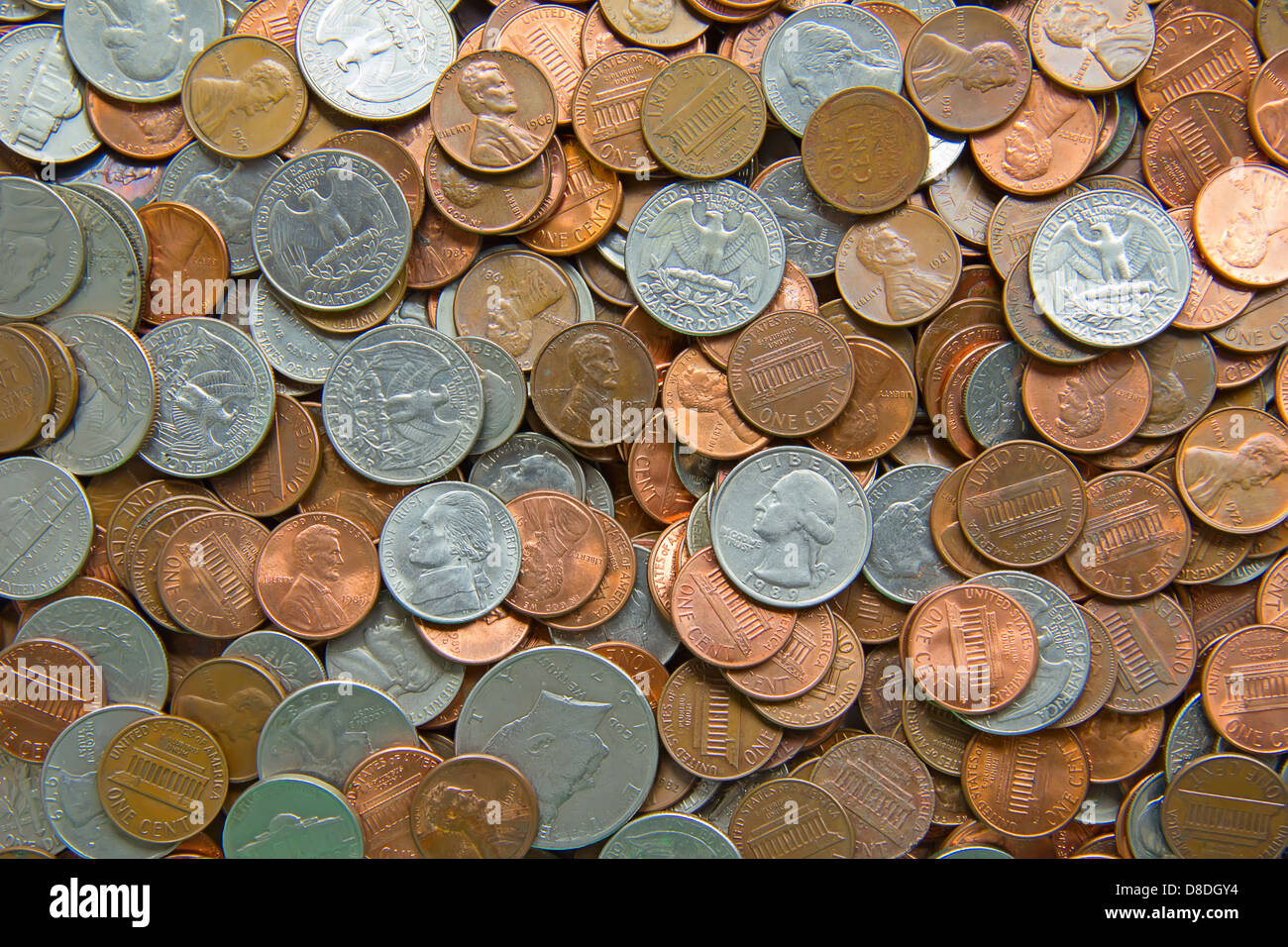 Huge pile of the US coins Stock Photo - Alamy