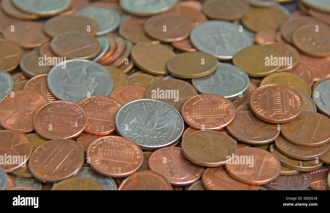 Huge pile of the US coins Stock Photo - Alamy