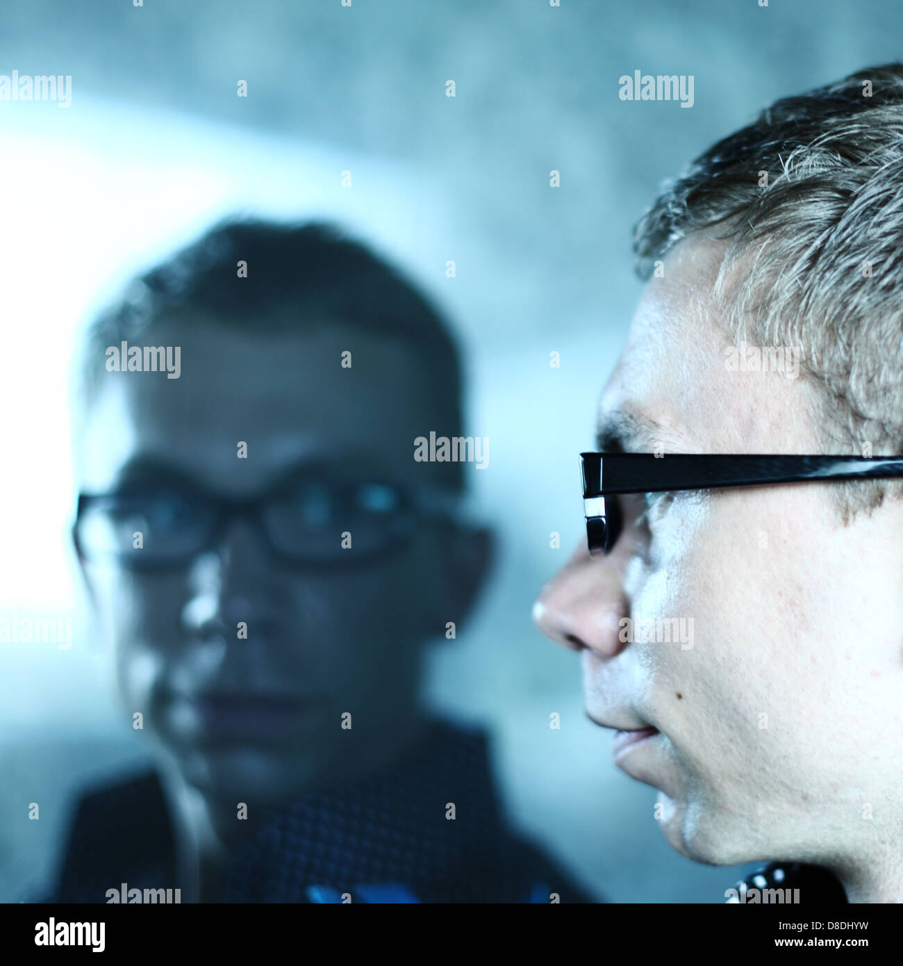 man and his reflection in glass Stock Photo - Alamy