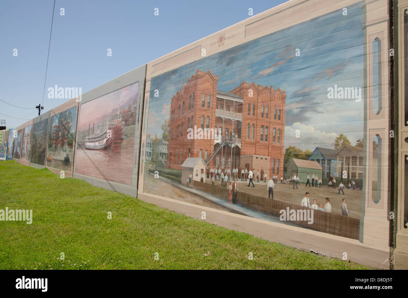 Mississippi, Vicksburg. Vicksburg Riverfront Murals, paintings of historic events in the history ...