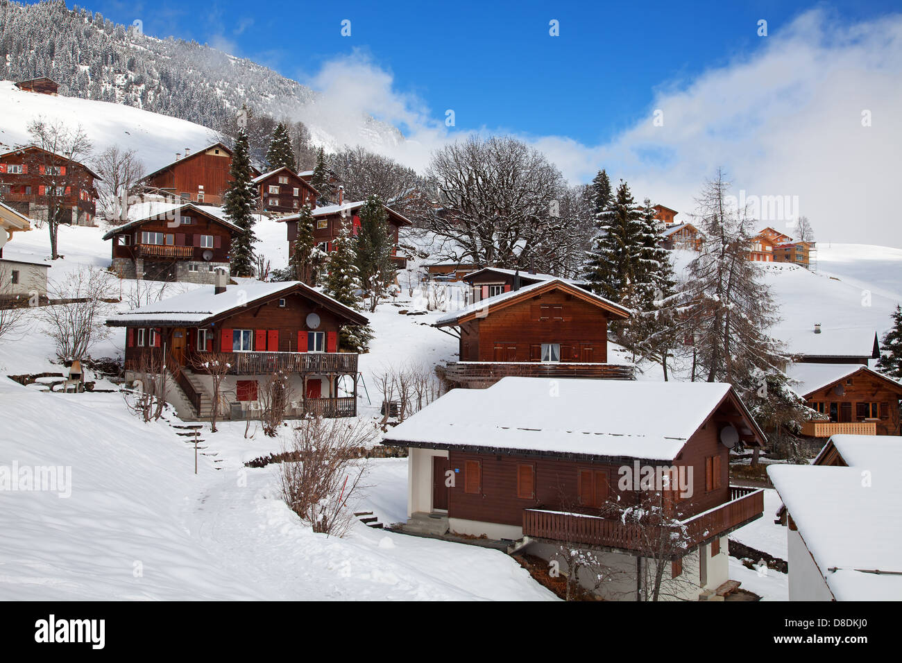 Winter in swiss alps (Braunwald, Glarus, Switzerland Stock Photo - Alamy