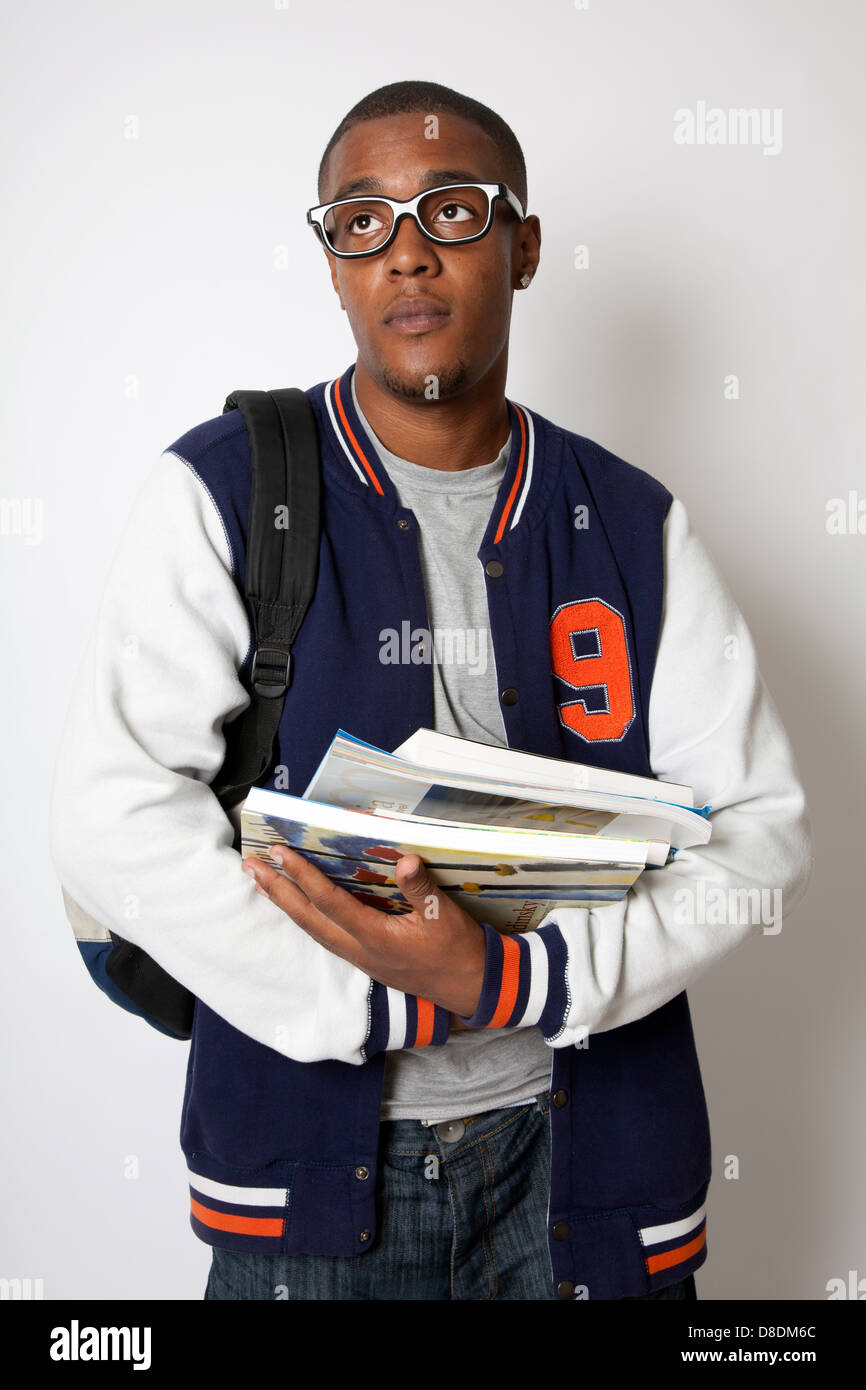 Black Student Portrait with Books Stock Photo - Alamy