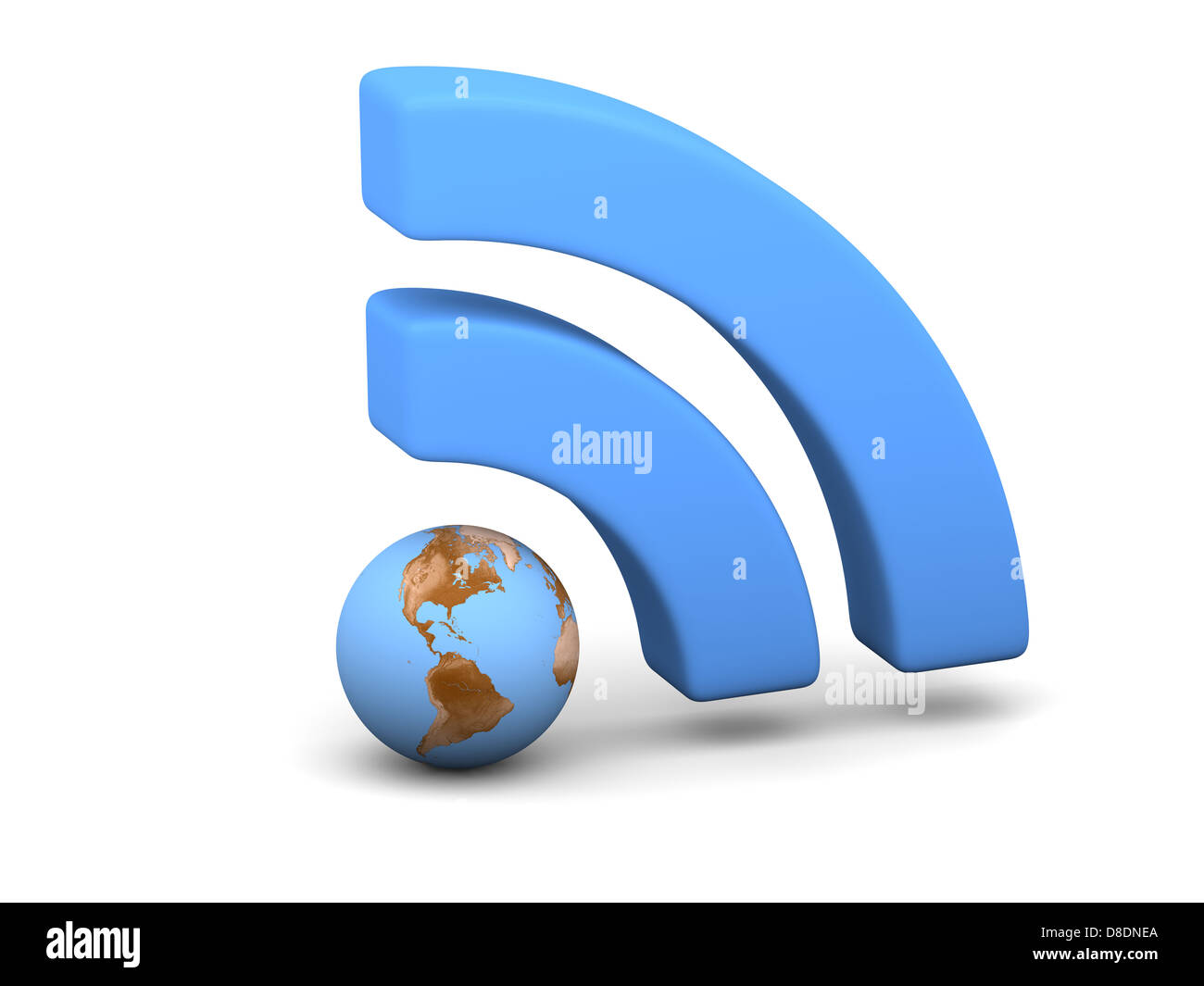 Blue WiFi symbol with planet Earth isolated on white background ...