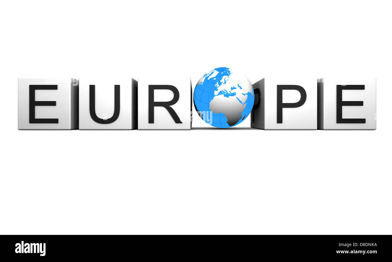 Concept of Europe with globe, isolated on white background. Elements of ...
