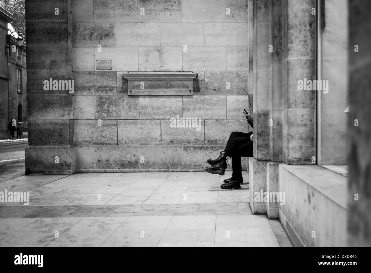 Two people using mobile Black and White Stock Photos & Images - Alamy