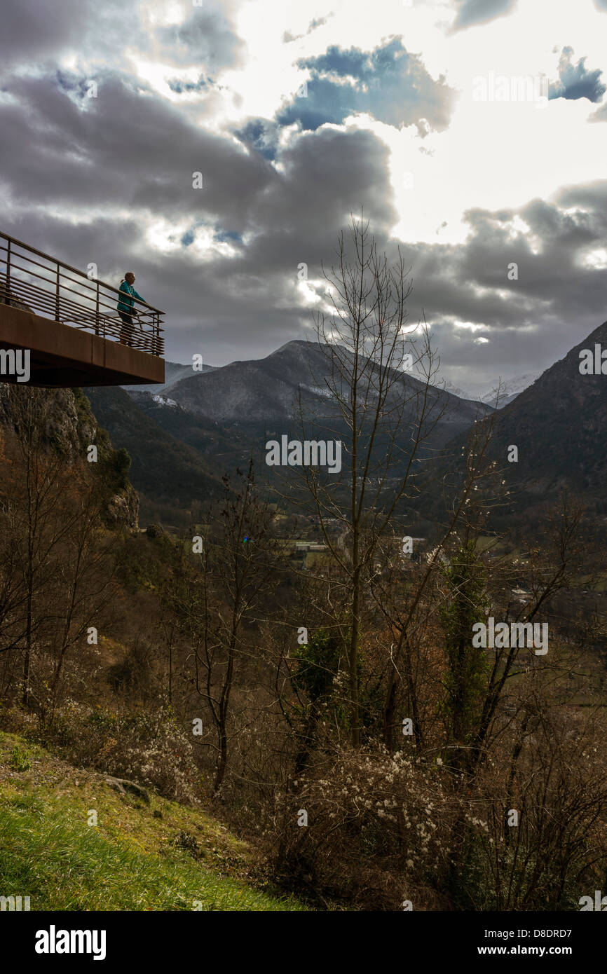 Niaux Cave entrance, Tarascon sur Ariege, French Pyrenees, France with ...