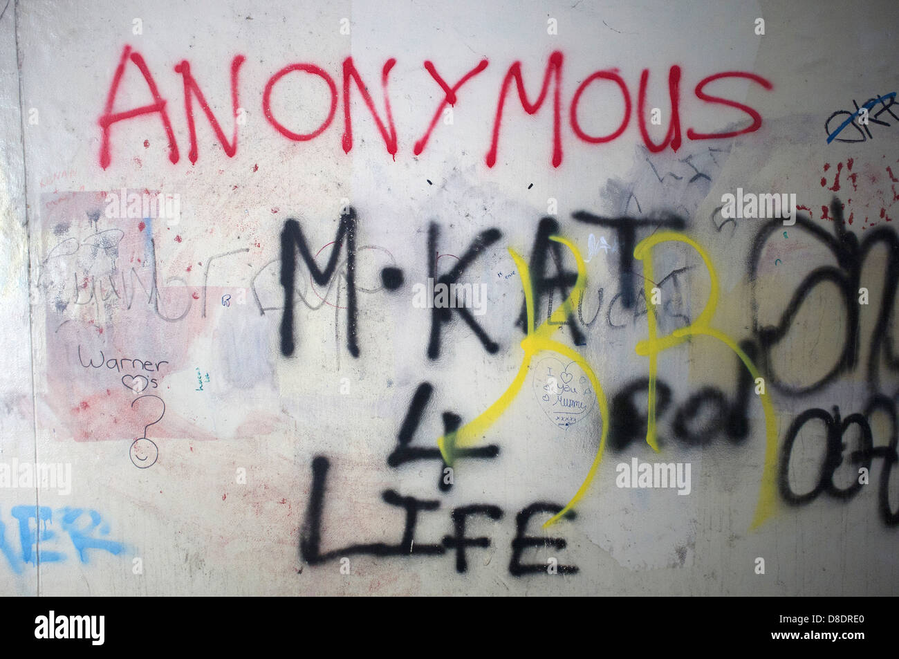 "Anonymous" graffiti in a subway in Stockport, Greater Manchester Stock ...