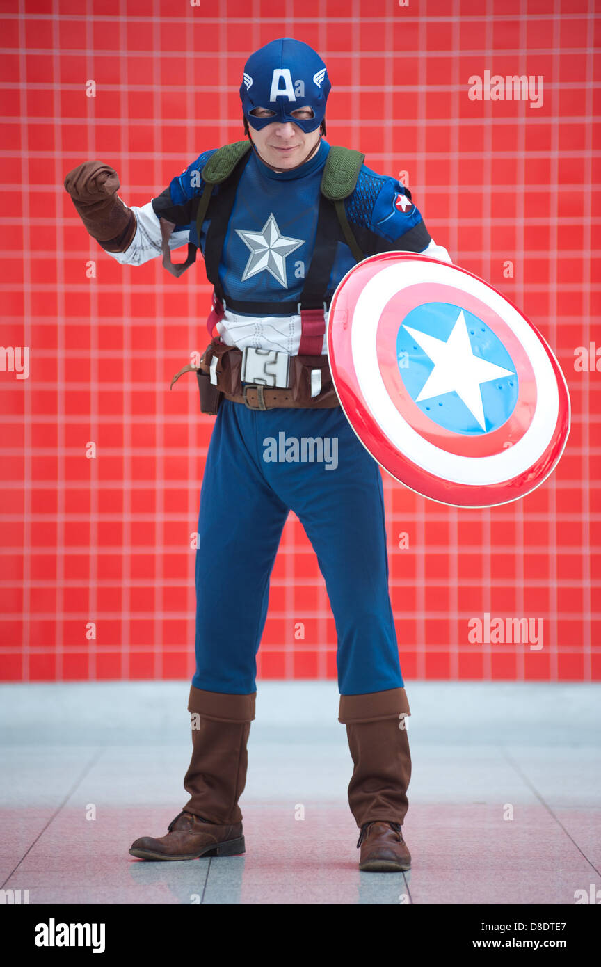 London, UK - 26 May 2013: Eoin Donnelly dressed as Captain America ...
