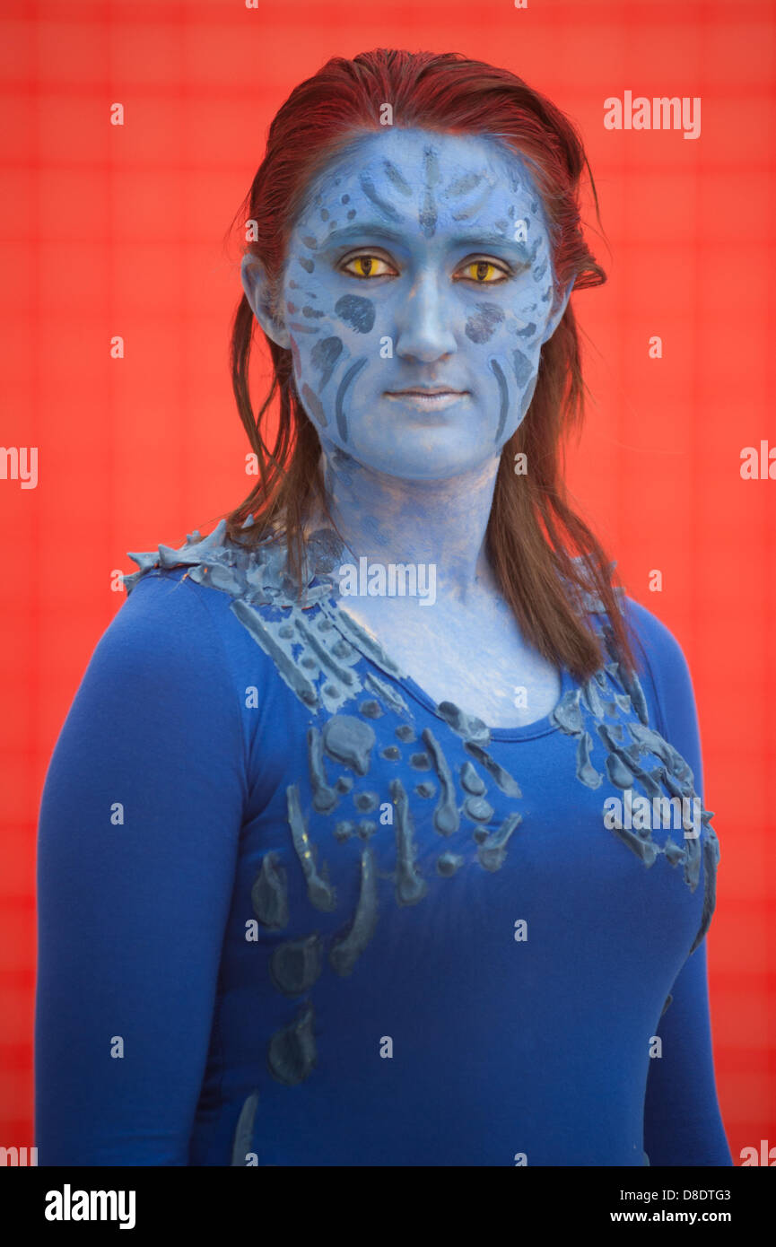 London, UK - 26 May 2013: Joy Carleton dressed as Mystique from X-men ...