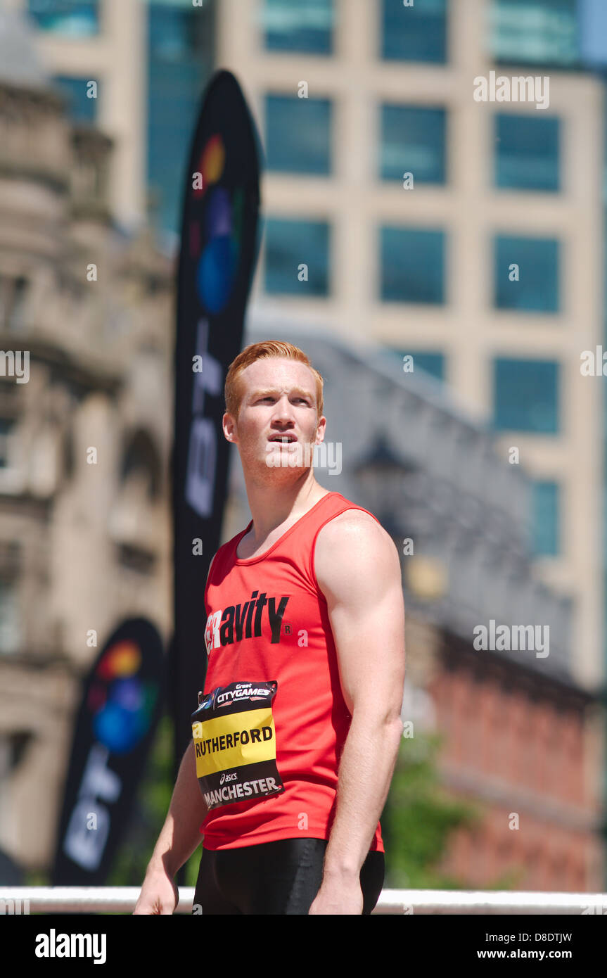 Greg Rutherford of Great Britain checks the scoreboard after jumping 7 ...