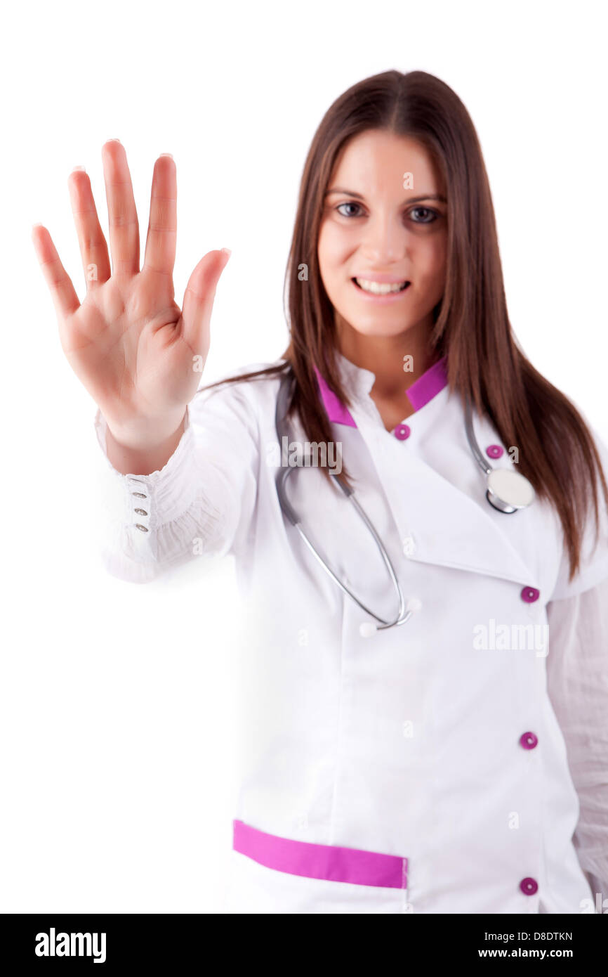 Young doctor making stop sign Stock Photo - Alamy