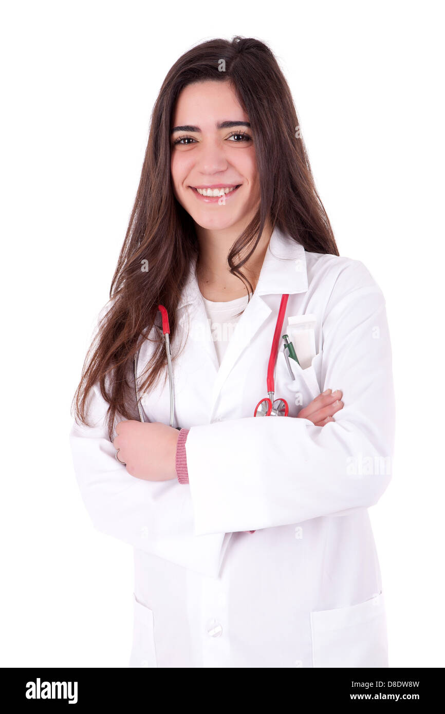 Young doctor posing, isolated over white background Stock Photo - Alamy