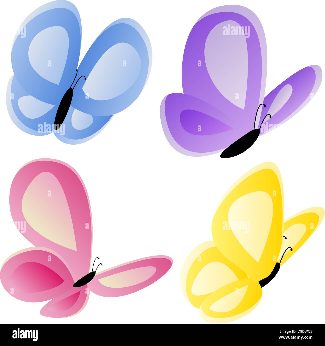 Set of four elegant butterflies. Editable Vector Image Stock Photo - Alamy