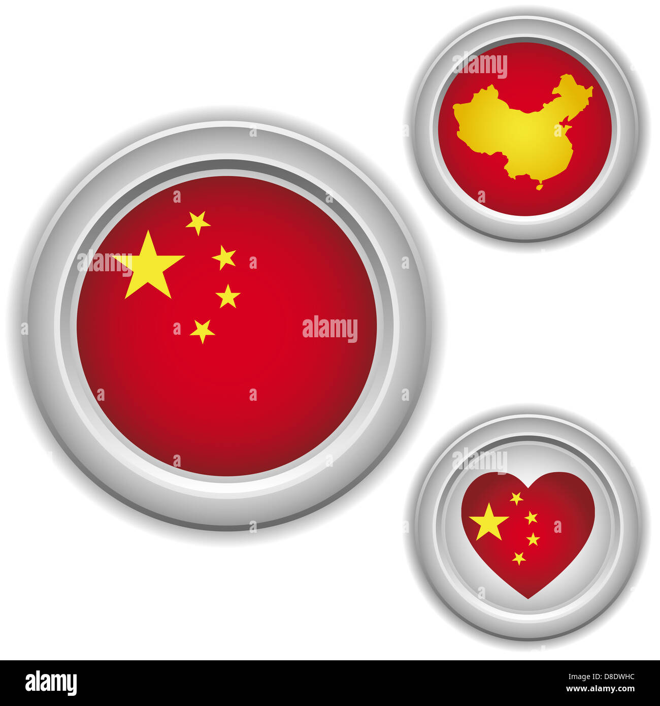 Vector - Chinese Buttons with heart, map and flag Stock Photo - Alamy