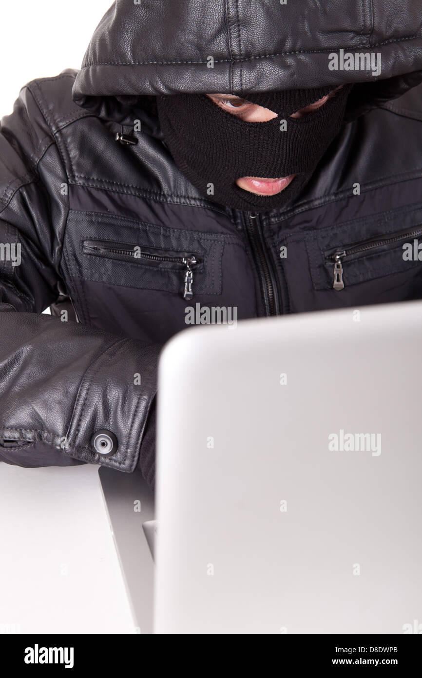Computer Hacker, isolated over white background Stock Photo - Alamy