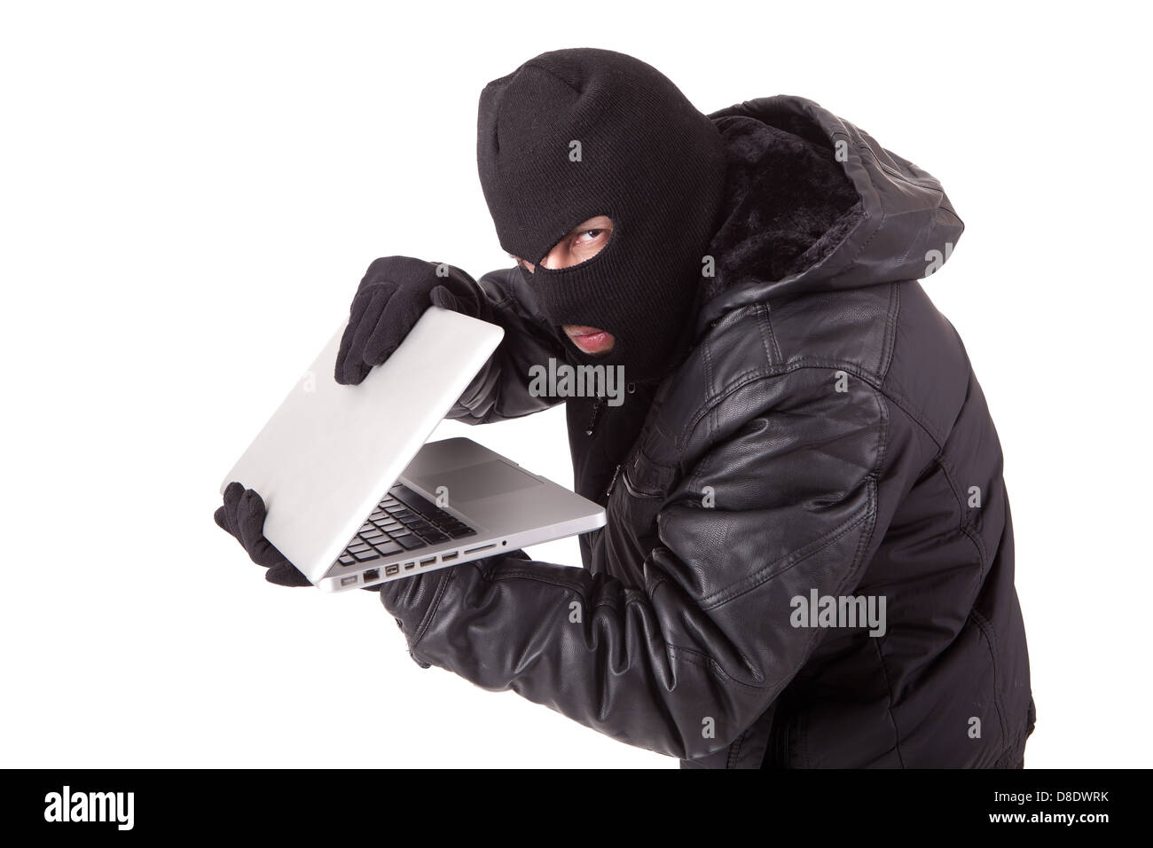 Man hacking computer data Cut Out Stock Images & Pictures - Alamy